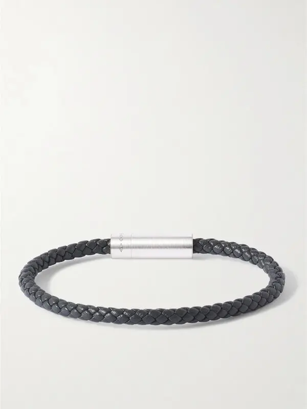 Le Gramme 7g Sterling Silver And Leather Cable Bracelet - Gray