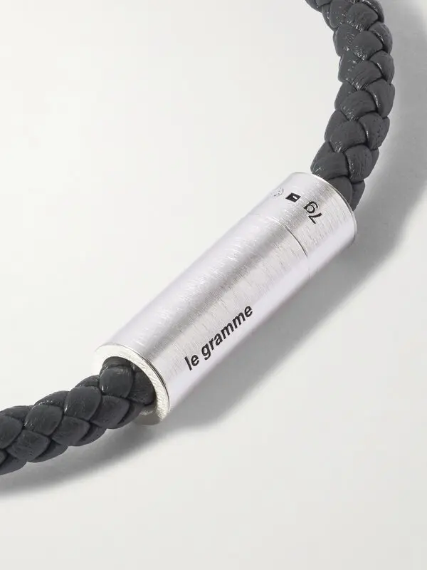 Le Gramme 7g Sterling Silver And Leather Cable Bracelet