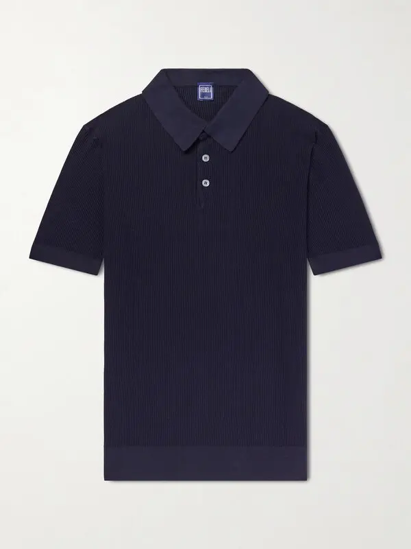Fedeli Rafael Ribbed Cotton Polo Shirt
