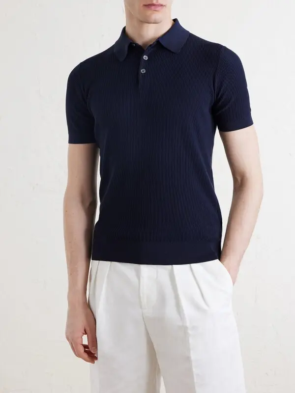 Fedeli Rafael Ribbed Cotton Polo Shirt