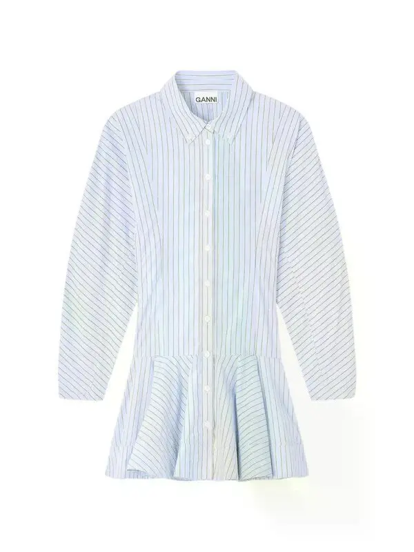 GANNI Striped Ruffled Shirt