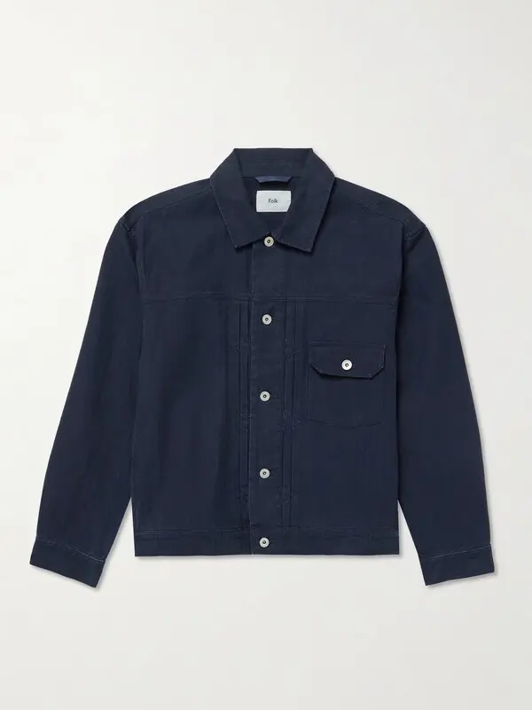 Folk Trucker Herringbone Cotton-twill Jacket