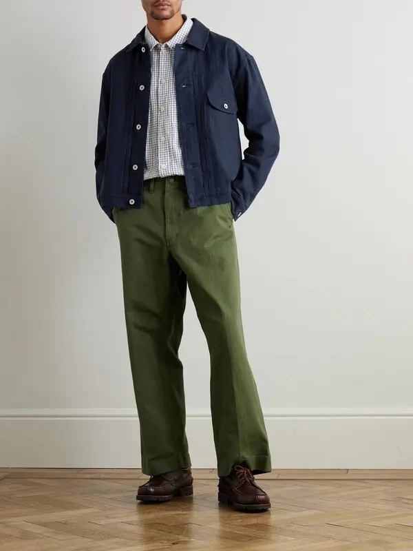Folk Trucker Herringbone Cotton-twill Jacket