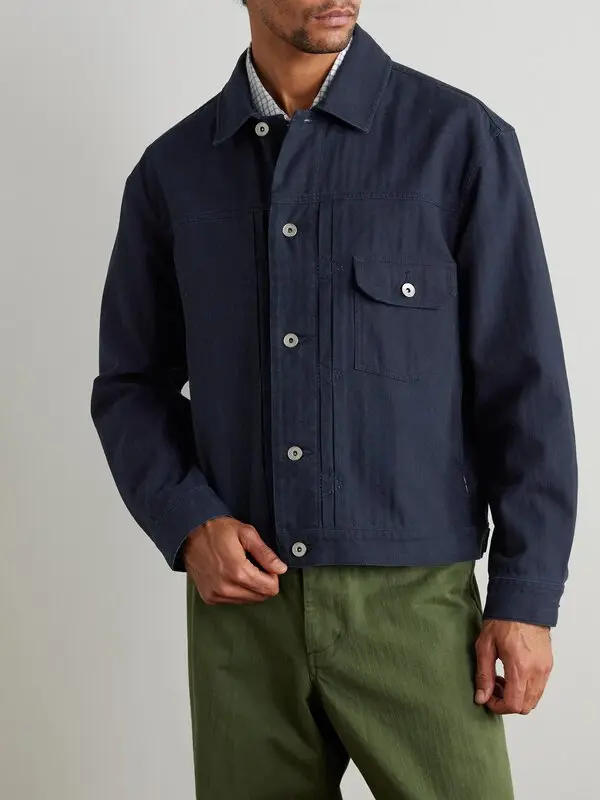 Folk Trucker Herringbone Cotton-twill Jacket