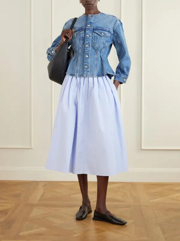 Proenza Schouler White Label Austin Pleated Cotton-blend Poplin Skirt