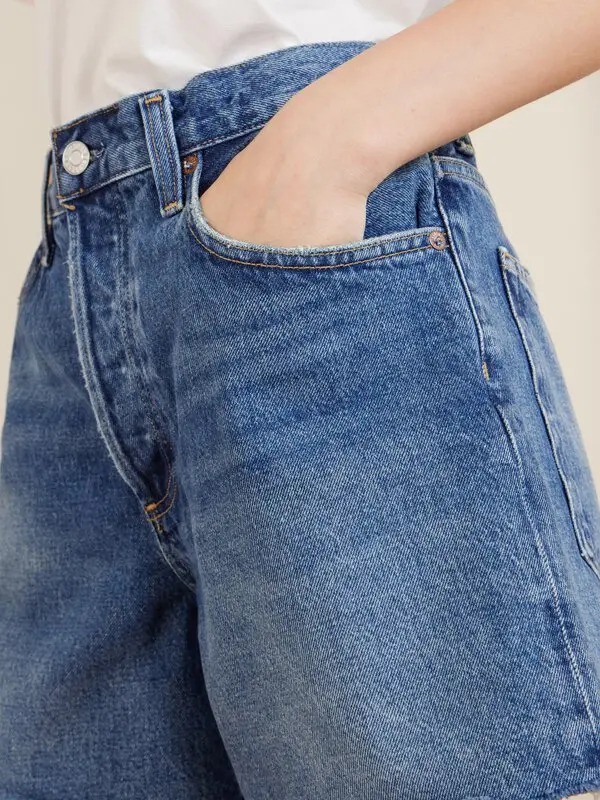 AGOLDE Nye Frayed Denim Shorts - Blue