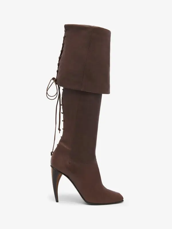 Alexander McQueen Horn Heel Knee-high Boots - Brown