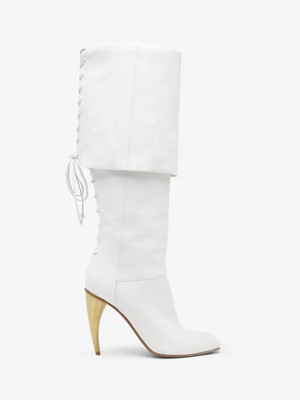 Alexander McQueen Horn Heel Knee-high Boots - White