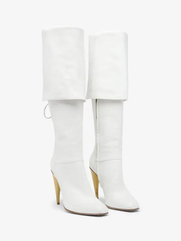 Alexander McQueen Horn Heel Knee-high Boots - White
