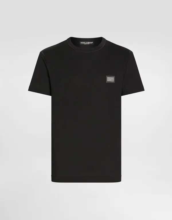 Dolce & Gabbana Cotton T-shirt With Branded Tag - Black