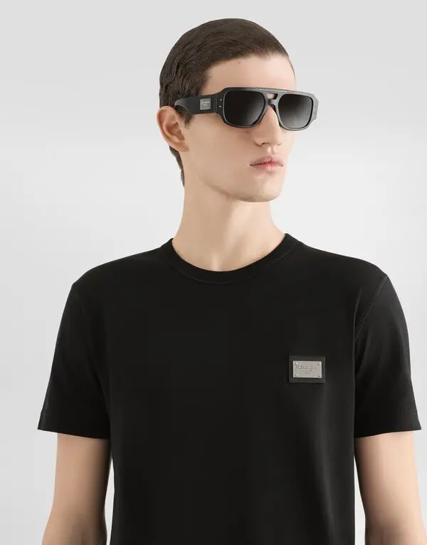 Dolce & Gabbana Cotton T-shirt With Branded Tag - Black