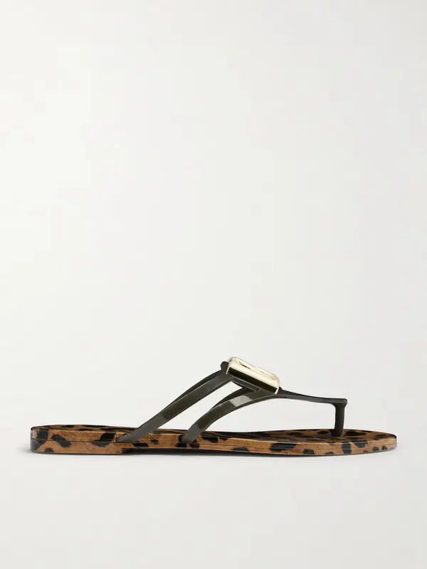 Dolce & Gabbana Embellished Rubber Sandals - Animal Print