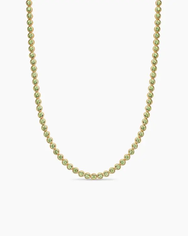 David Yurman 18k Yellow Gold Tennis Necklace With - Peridot