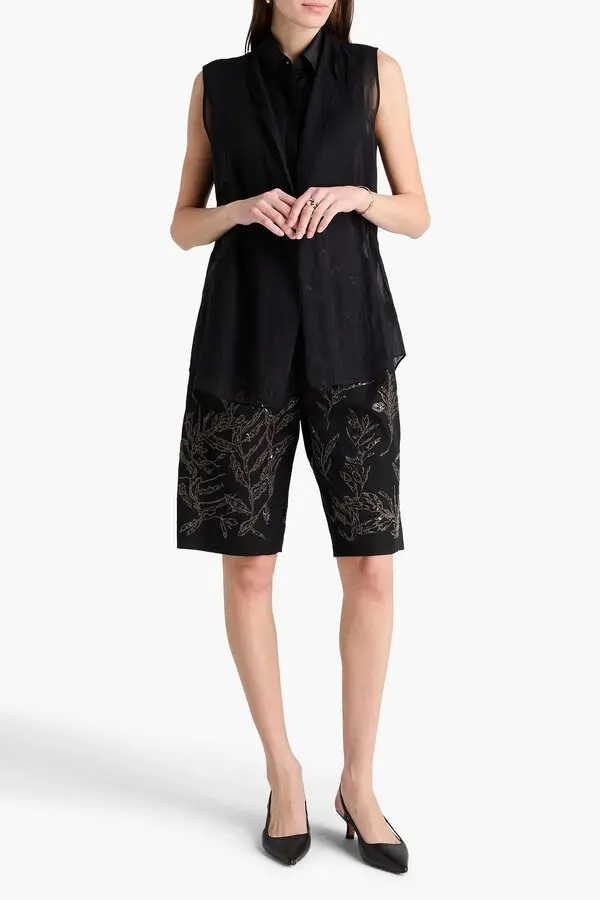 Brunello Cucinelli Layered Organza And Cotton Cardigan