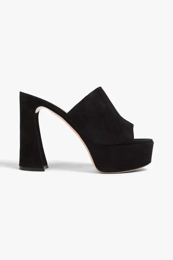 GIANVITO ROSSI Holly 120 Suede Platform Mules - Black