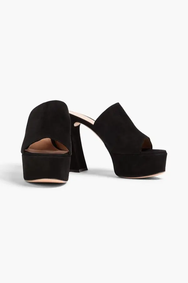 GIANVITO ROSSI Holly 120 Suede Platform Mules - Black