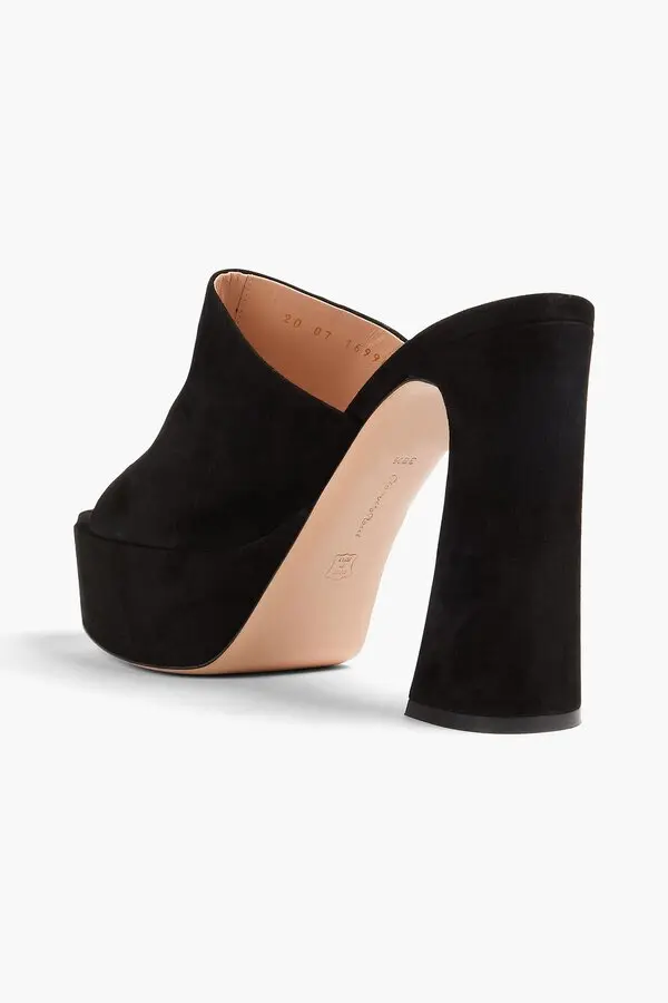 GIANVITO ROSSI Holly 120 Suede Platform Mules - Black