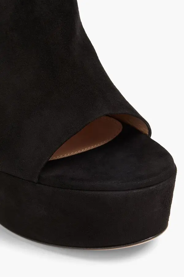 GIANVITO ROSSI Holly 120 Suede Platform Mules - Black