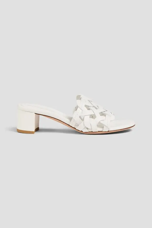 GIANVITO ROSSI Amalfi 45 Laser-cut Leather Mules - White