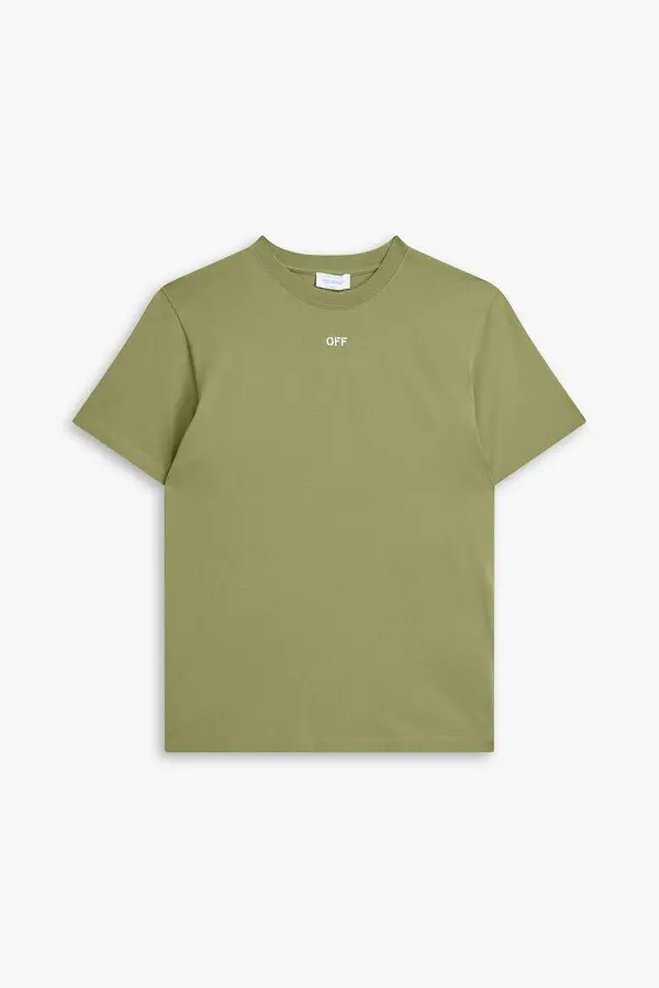 Off-White Embroidered Cottonjersey Tshirt