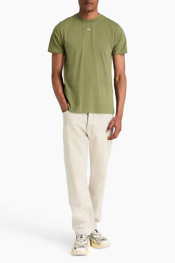 Off-White Embroidered Cottonjersey Tshirt