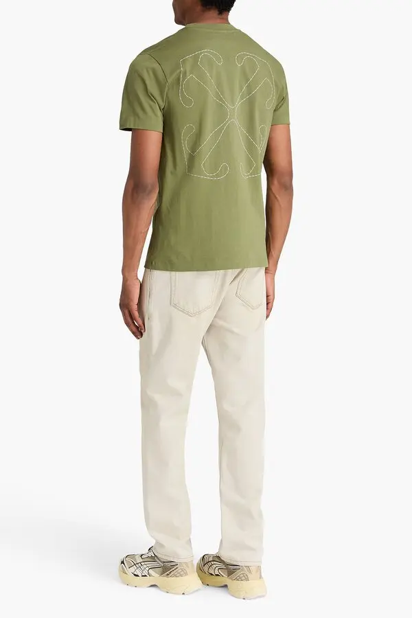 Off-White Embroidered Cottonjersey Tshirt
