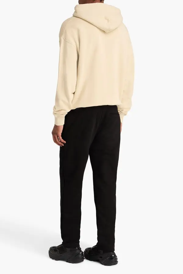 Off-White Flocked French Cotton-terry Hoodie - Beige