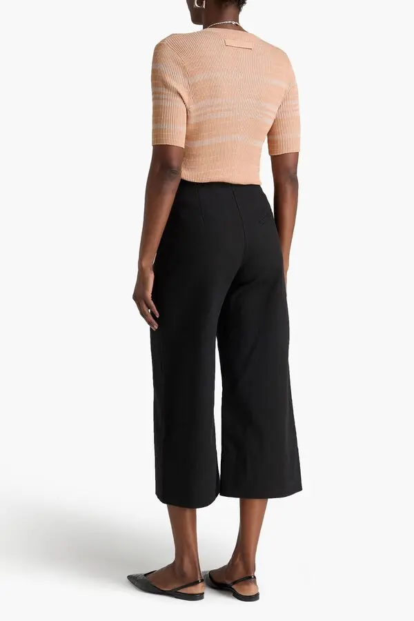 Victoria Beckham Striped Ribbed Silk And Cotton-blend Top