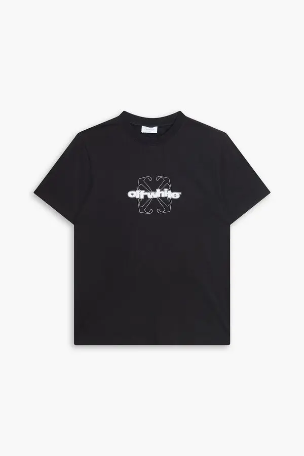 Off-White Flocked Cottonjersey Tshirt - Black