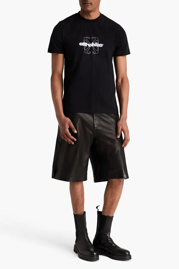 Off-White Flocked Cottonjersey Tshirt - Black