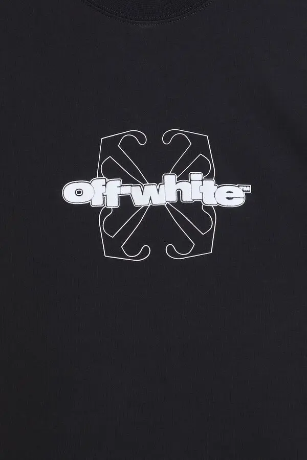 Off-White Flocked Cottonjersey Tshirt - Black