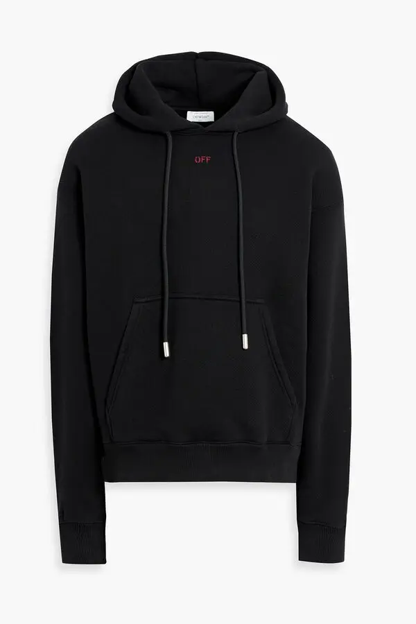 Off-White Printed French Cotton-terry Hoodie - Black