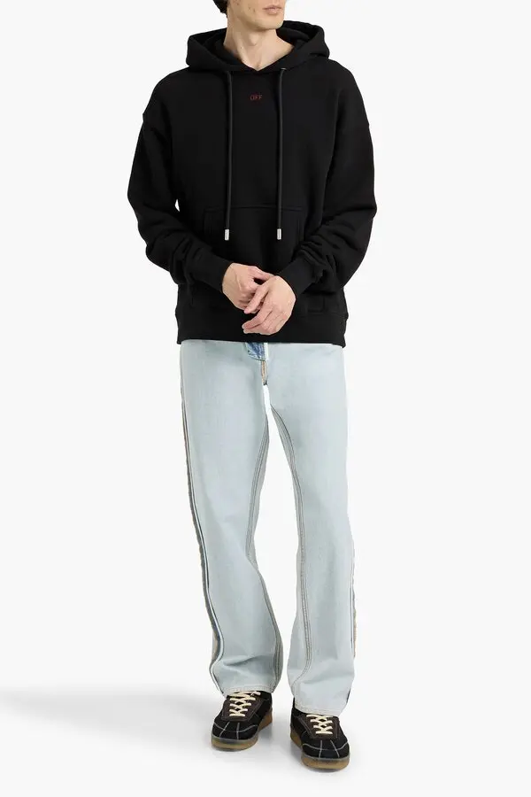Off-White Printed French Cotton-terry Hoodie - Black