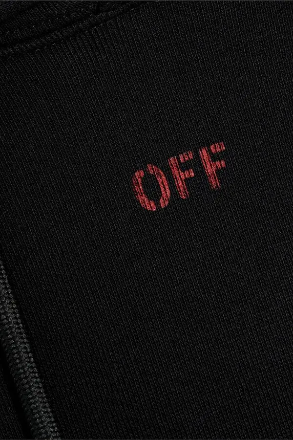 Off-White Printed French Cotton-terry Hoodie - Black