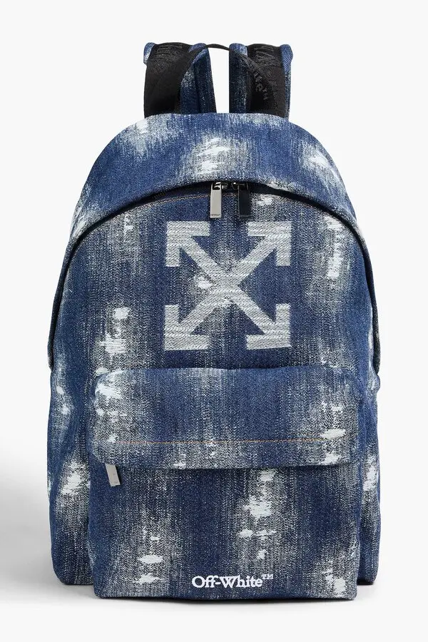 Off-White Heritage Distressed Denim Backpack - Dark Denim