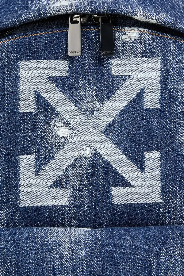 Off-White Heritage Distressed Denim Backpack - Dark Denim