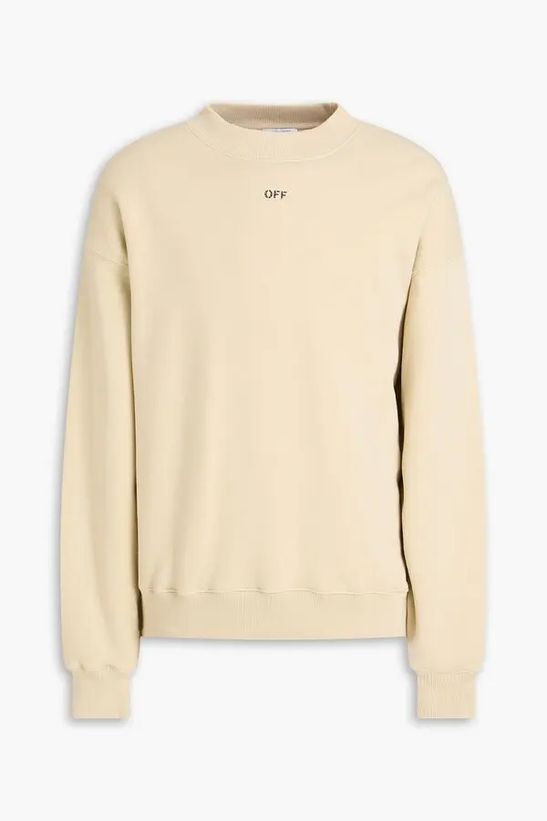 Off-White Printed French Cotton-terry Sweatshirt - Beige
