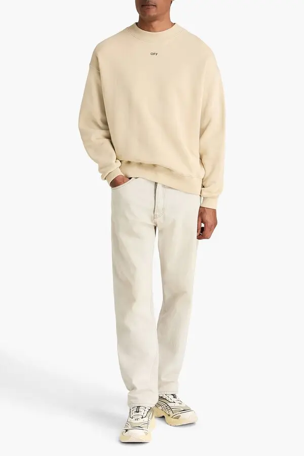 Off-White Printed French Cotton-terry Sweatshirt - Beige