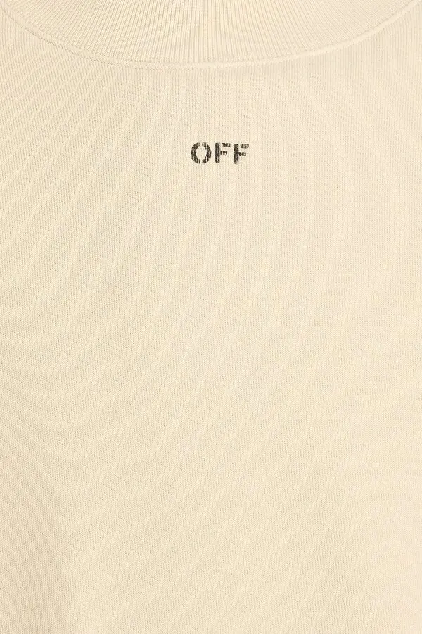Off-White Printed French Cotton-terry Sweatshirt - Beige