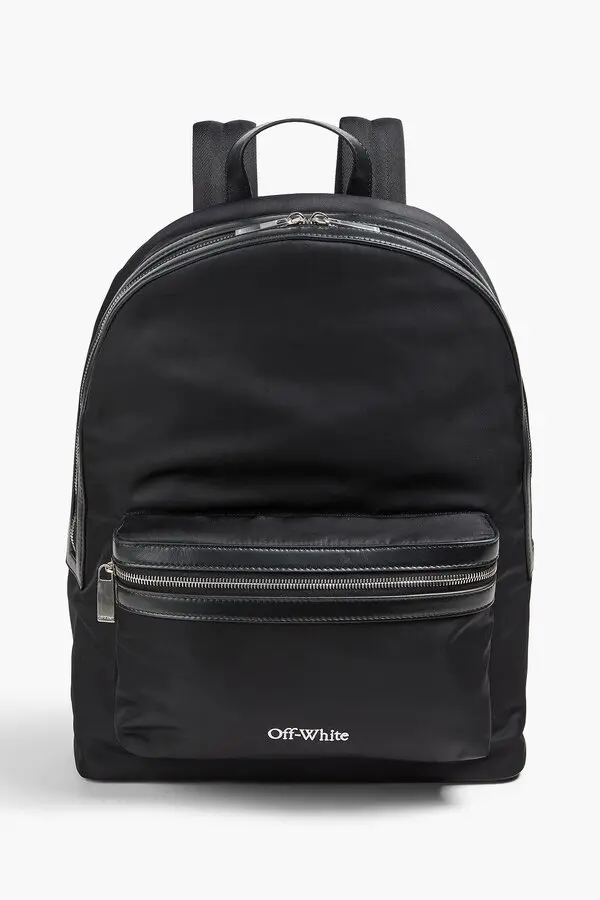 Off-White Leather-trimmed Shell Backpack - Black