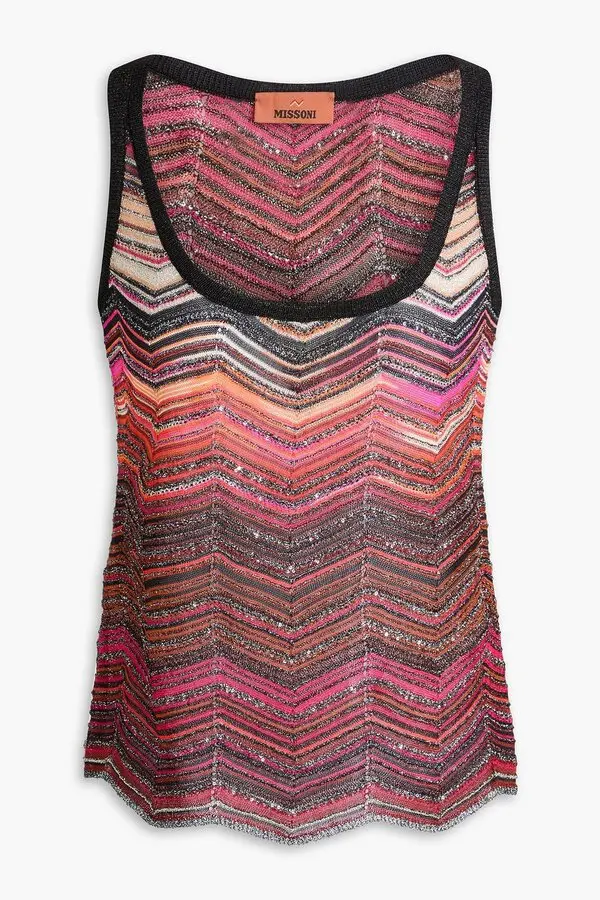 Missoni Metallic Sequin-embellished Crochet-knit Tank - Magenta