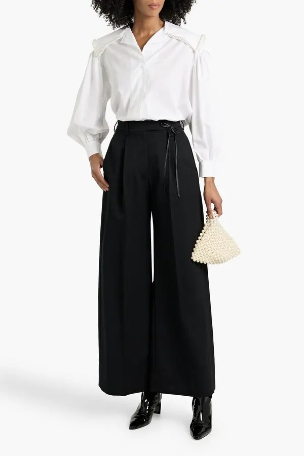 Simone Rocha Pleated Wide-leg Crepe Pants