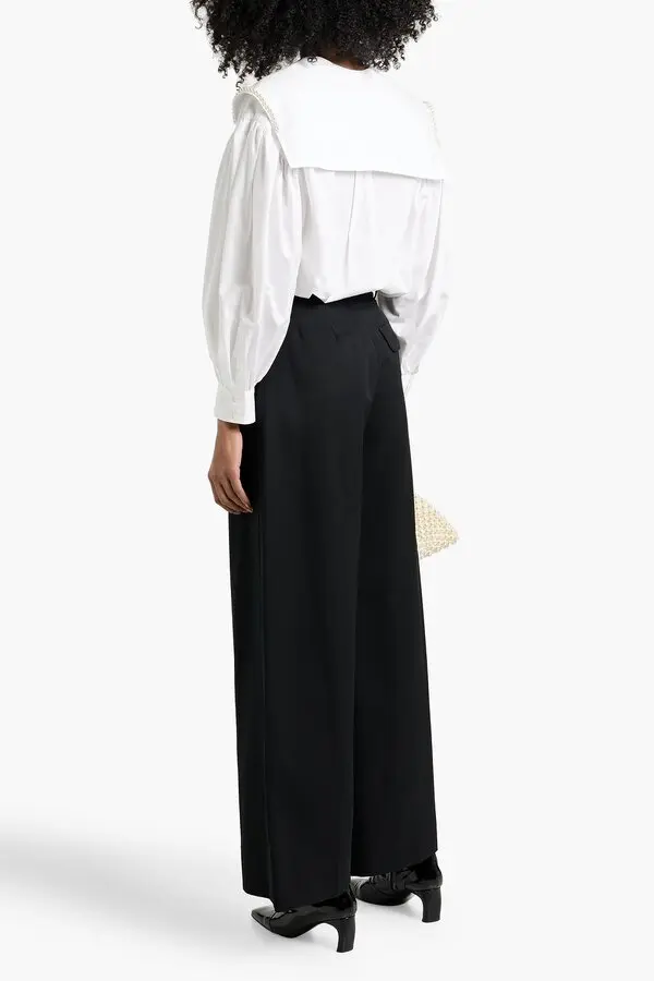 Simone Rocha Pleated Wide-leg Crepe Pants