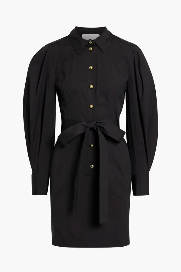 Carolina Herrera Cotton-blend Poplin Mini Shirt Dress - Black