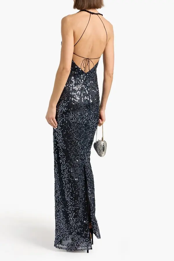 16Arlington Eima Sequined Mesh Gown - Midnight Blue