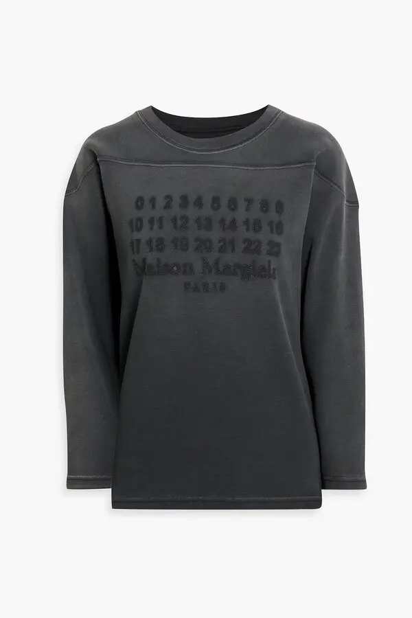 MAISON MARGIELA Logo-print Cotton-jersey Sweatshirt - Charcoal