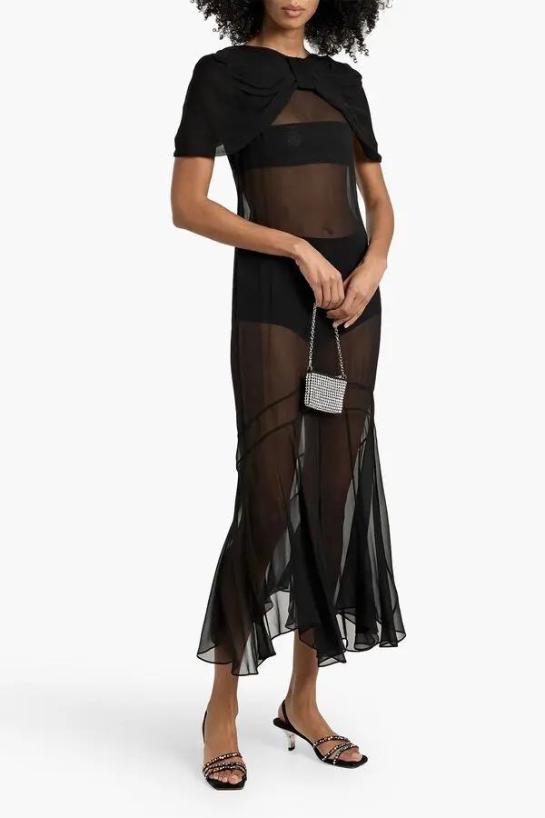 Simone Rocha Cape-effect Silk-chiffon Maxi Dress