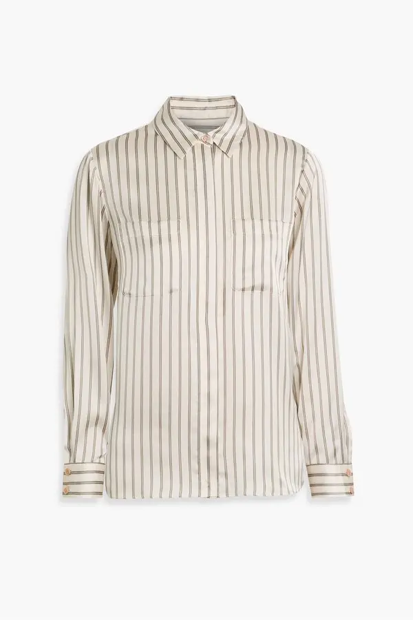 FRAME Slim Pocket Striped Satin Shirt