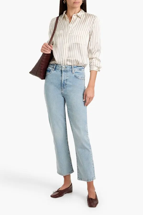 FRAME Slim Pocket Striped Satin Shirt