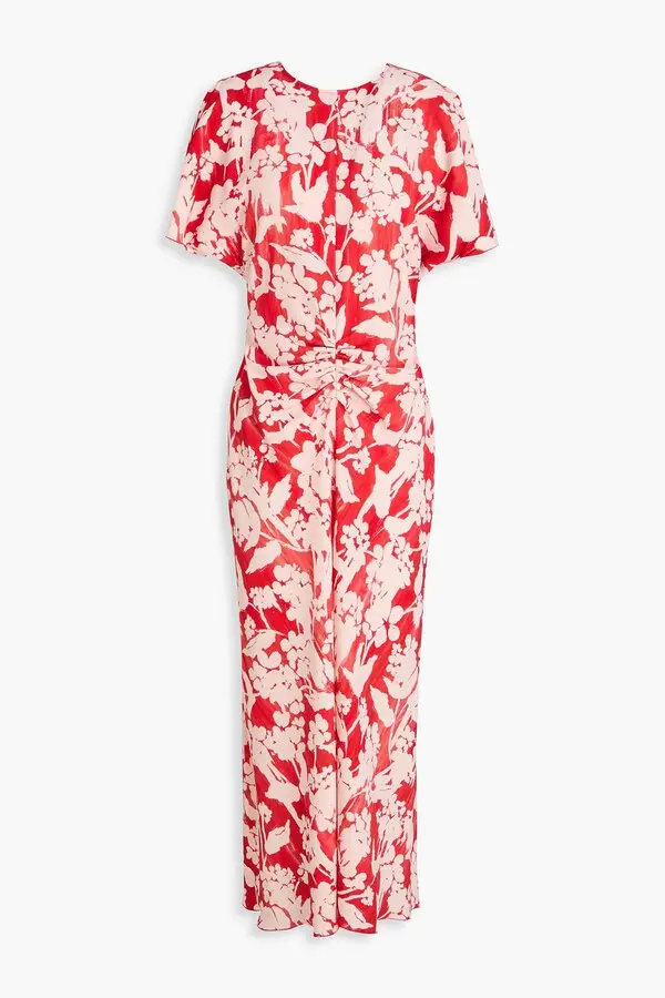 Victoria Beckham Floral-print Cady Midi Dress - Red